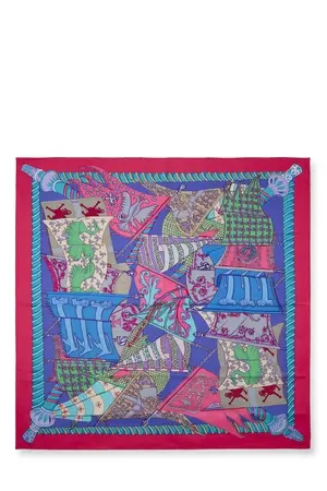 Hermès Multicolor Étendards Et Bannières' Silk Scarf 90 - Pink