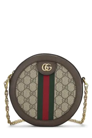 Gucci Gg Supreme Ophidia Round Shoulder Bag - Brown