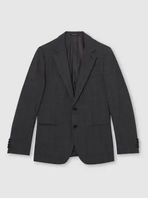 REISS Wool-blend Single-breasted Check Blazer