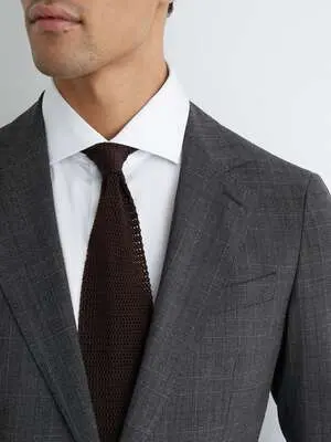 REISS Wool-blend Single-breasted Check Blazer