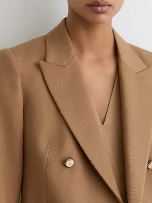 REISS Gigi Wool-blend Double-breasted Blazer - Camel