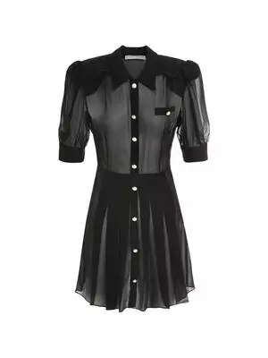 Alessandra Rich Pleat-detail Mini Dress - Black