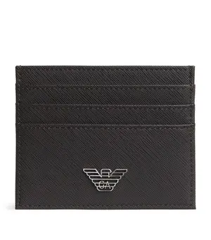 Emporio Armani Saffiano Leather Card Holder - Black