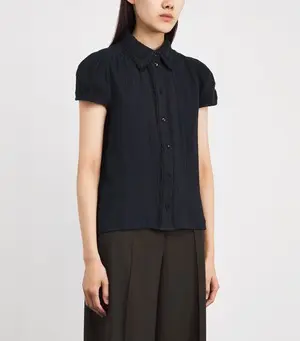 ME+EM Cotton Cheesecloth Blouse - Navy