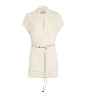 Agnona Wool-cashmere Sleeveless Belted Jacket