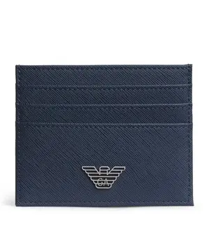 Emporio Armani Saffiano Leather Card Holder - Blue