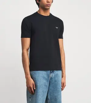 Emporio Armani Cotton Eagle Logo T-shirt - Blue