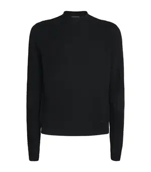 Emporio Armani Virgin Wool Jacquard Sweater - Black