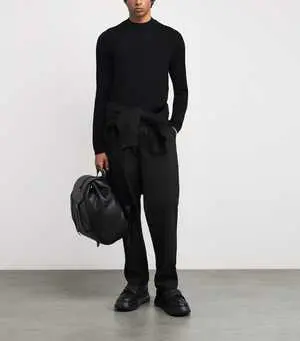 Emporio Armani Virgin Wool Jacquard Sweater - Black