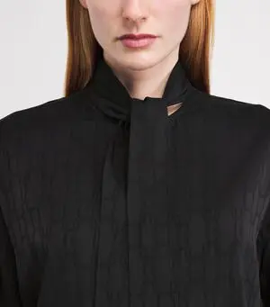 Agnona Jacquard Tie Neck Blouse