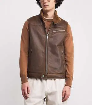 Eleventy Lambskin Shearling Gilet