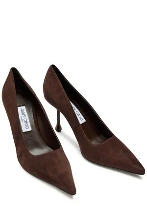 JIMMY CHOO Ixia 95 Marble-heel Suede Pumps