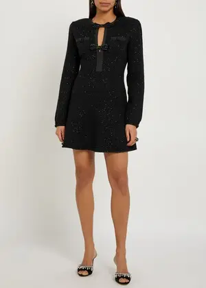 SELF-PORTRAIT Embellished Knit Mini Dress