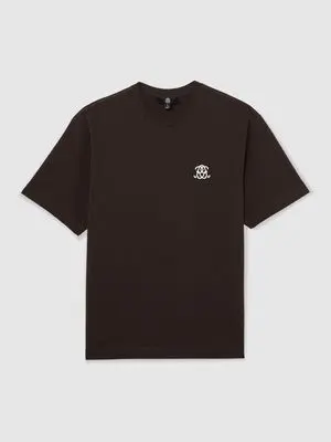 REISS Crofton Monogram Coffee Relaxed-fit T-shirt