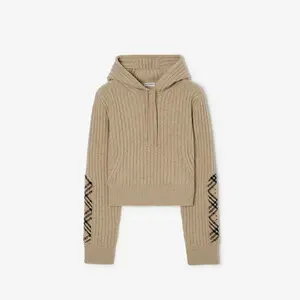 Burberry Check Patch Wool Cashmere Hoodie