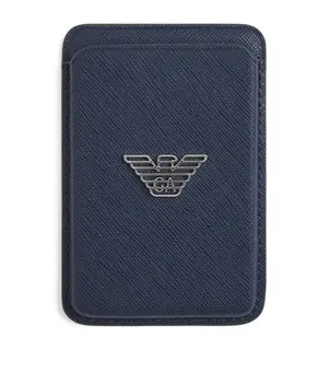 Emporio Armani Saffiano Leather Phone Card Holder - Blue