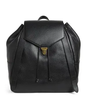 Emporio Armani Pebbled Leather Backpack - Black