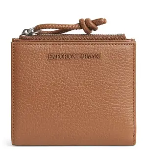 Emporio Armani Leather Logo Bifold Wallet - Brown