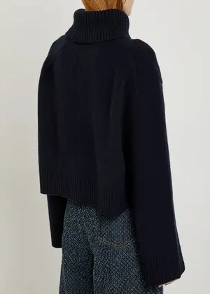 GANNI Wool Turtleneck Jumper - Navy