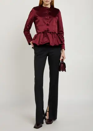 LIBEROWE Peplum Satin Jacket - Burgundy