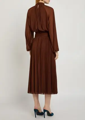 Ronny Kobo Blythe Gathered Stretch-mesh Midi Dress