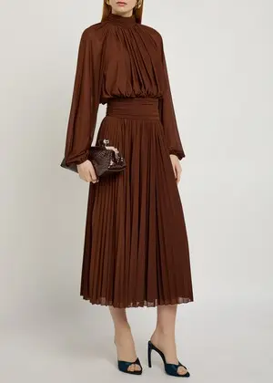 Ronny Kobo Blythe Gathered Stretch-mesh Midi Dress