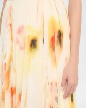 JASON WU Watercolor-print Pleated Midi Dress - Limoncello