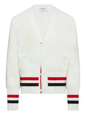 Thom Browne Button-fastening Striped-detailing Cardigan - White