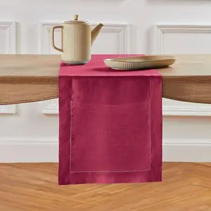 SOLINO HOME Linen Table Runnerclassic Hemstitch Beet