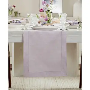 SOLINO HOME Linen Table Runnerclassic Hemstitch Lilac