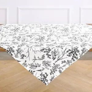 SOLINO HOME Linen Table Throwwinter Forest - Black/white