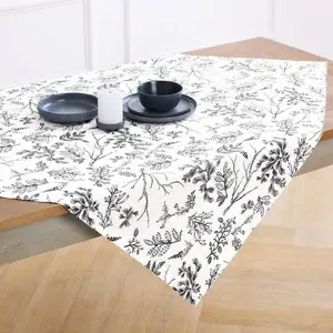 SOLINO HOME Linen Table Throwwinter Forest - Black/white