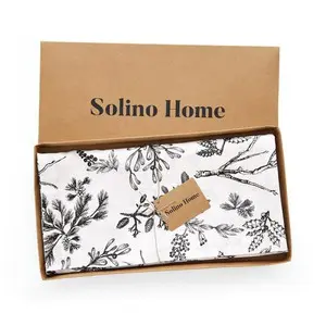 SOLINO HOME Linen Table Throwwinter Forest - Black/white