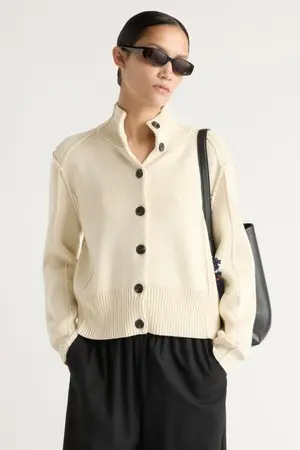 Modern Citizen Button Mock-neck Knit Cardigan