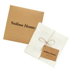 Solino Home Linen Cocktail Napkins Set Of 12, 6 X 6 Inch For Dining Table - Ivory