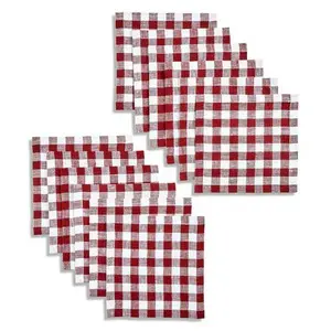 SOLINO HOME Linen Cocktail Napkinsgingham Check - Burgundy