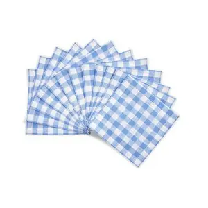 Solino Home Linen Cocktail Napkins Set Of 12, 6 X 6 Inch For Dining Table Hydrangea Blue