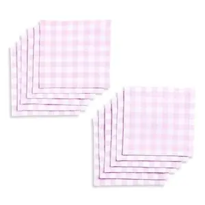 SOLINO HOME Linen Cocktail Napkinsgingham Check - Marshmellow Pink