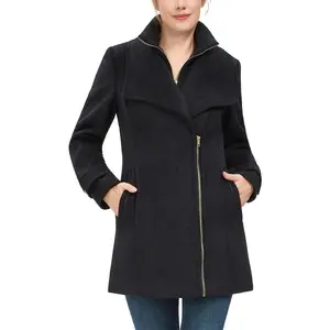 KIMI + KAI Kinsley Wool Blend Walking Coat - Black
