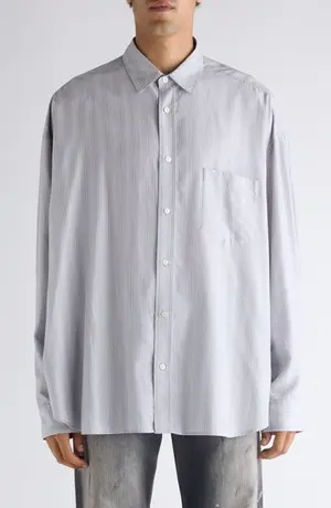 Acne Studios Soffia Relaxed Fit Stripe Button-up Shirt - Grey/multi
