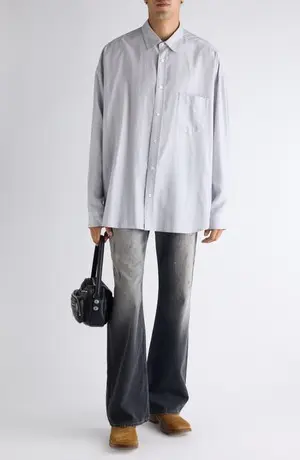 Acne Studios Soffia Relaxed Fit Stripe Button-up Shirt - Grey/multi