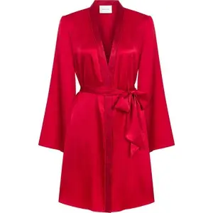 MERS SILK Anya Silk Robeluxurious Silk Wrap Robe - Red