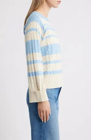 Wit & Wisdom Pointelle Stripe Sweater