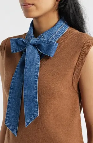 Wit & Wisdom Mixed Media Sleeveless Sweater With Removable Bow