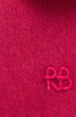 Ruslan Baginskiy Monogram Embroidered Wool Blend Fringe Scarf - Pink