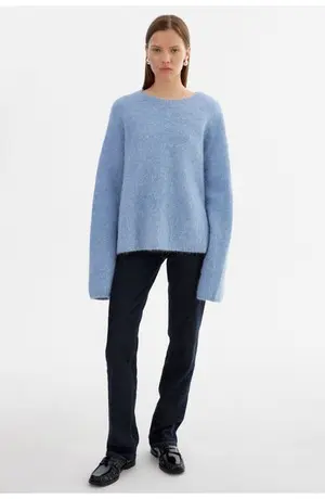 LAMARQUE Vera Boxy Wool Sweater - Heather Blue
