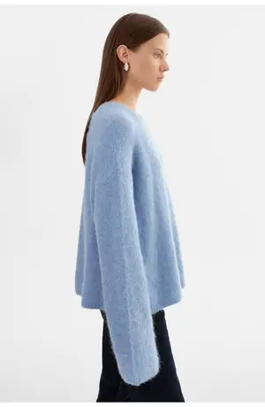 LAMARQUE Vera Boxy Wool Sweater - Heather Blue