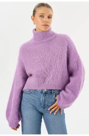 LAMARQUE Wool Turtleneck Sweater - Lavender Mauve