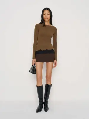 REFORMATION Hunter Knit Top - Brown