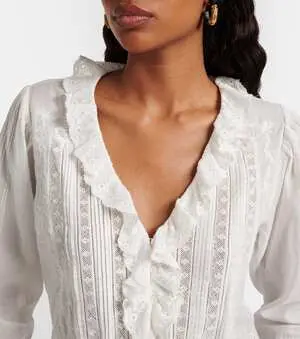 DÔEN Eldoris Ruffled Cotton Blouse